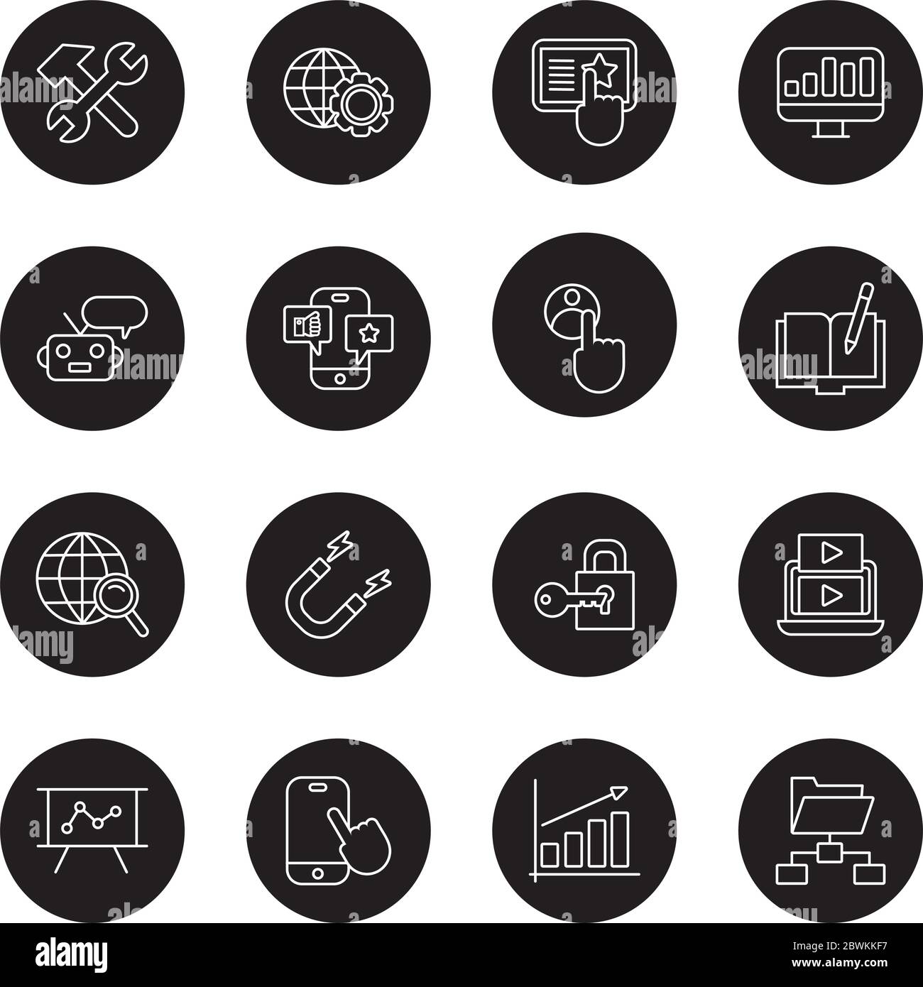 set of digital contents icons Stock Vector Image & Art - Alamy