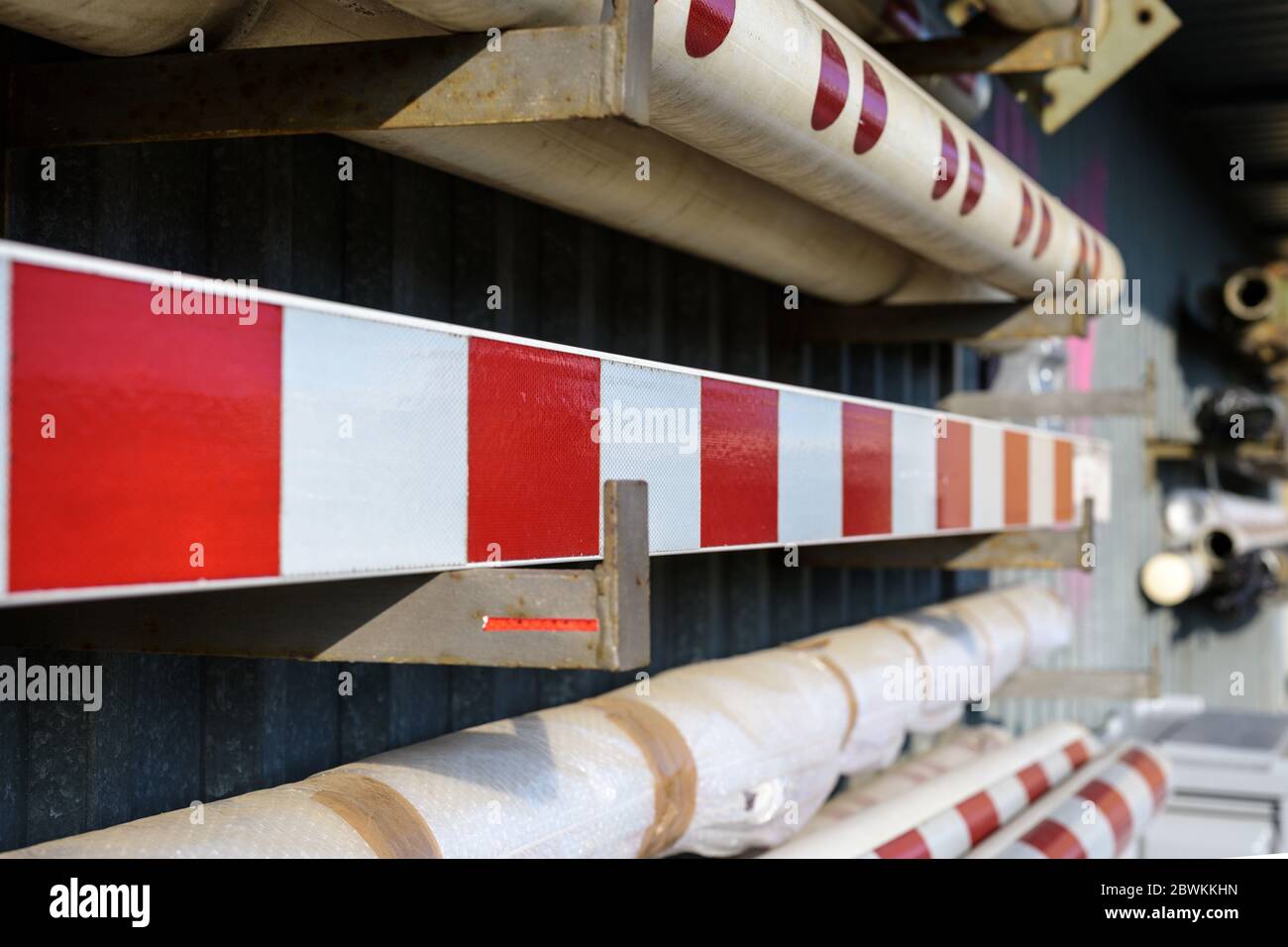 railway barriers and bars in red and white in the store mounted on a ...