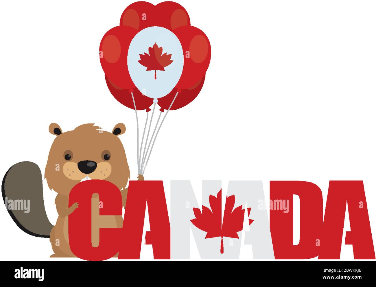 Canadian beaver with balloon of happy canada day vector design Stock ...