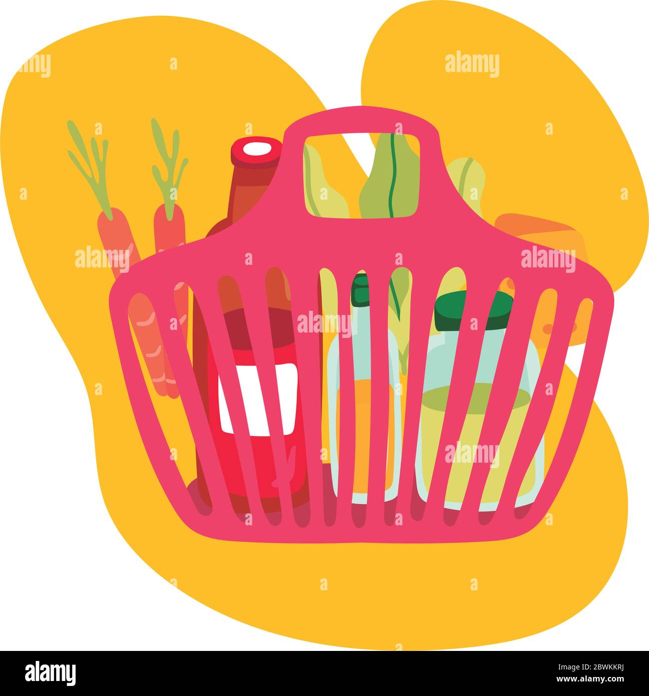 groceries in plastic basket block style Stock Vector Image & Art - Alamy