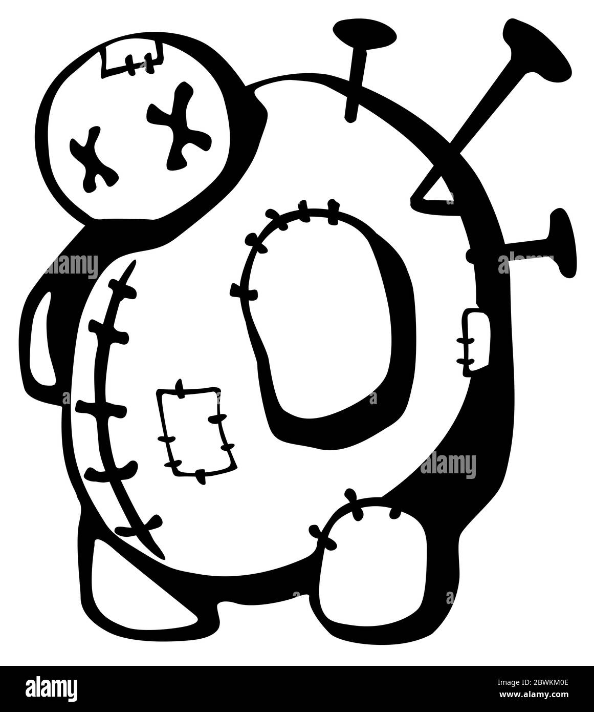 Voodoo doll hulking huge stencil black, vector illustration, vertical ...