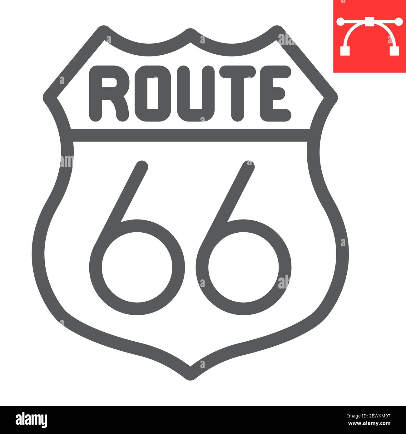Route sixty six line icon, america and state, route sign vector ...