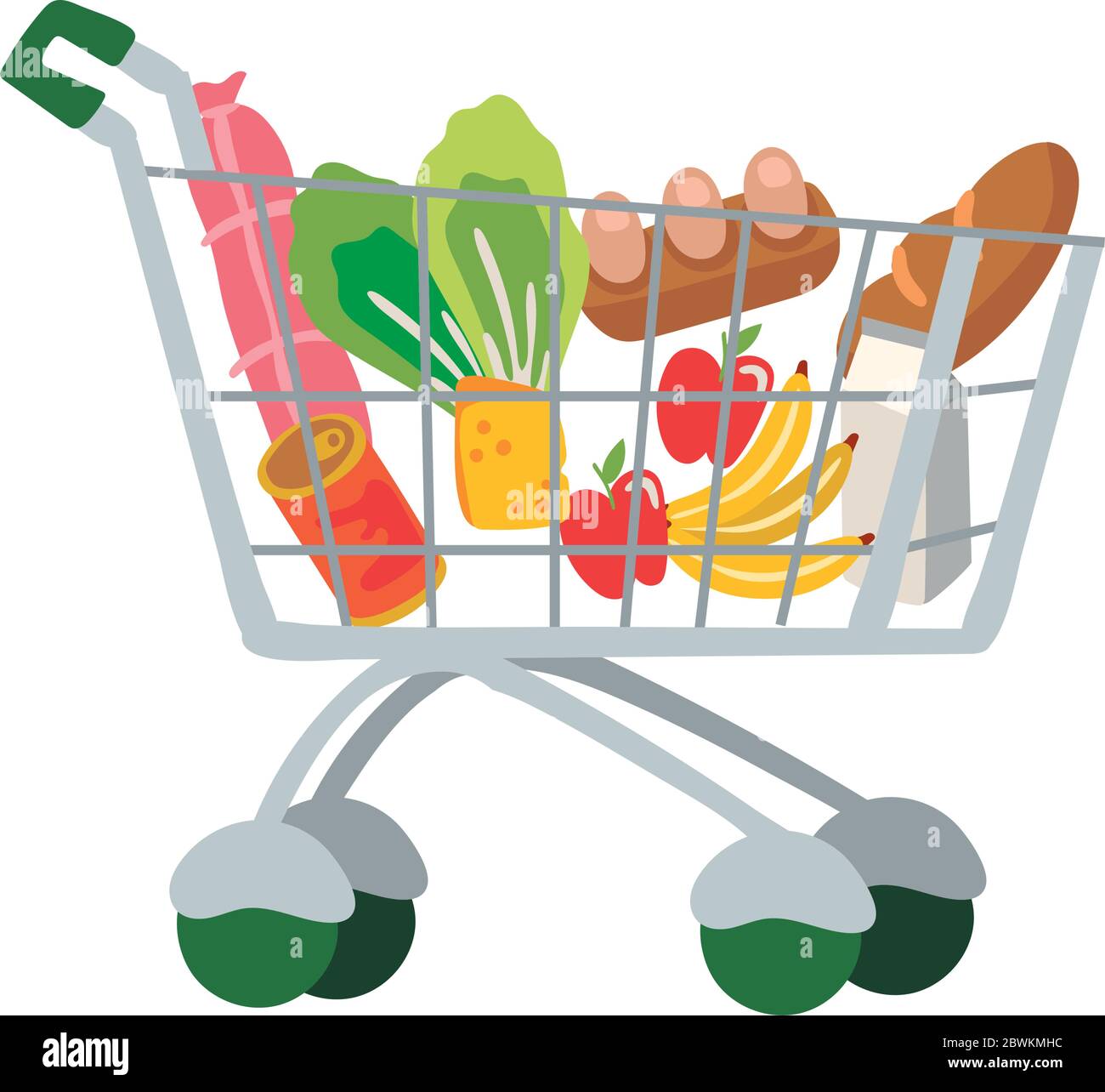 groceries in shopping cart free form style Stock Vector Image & Art - Alamy