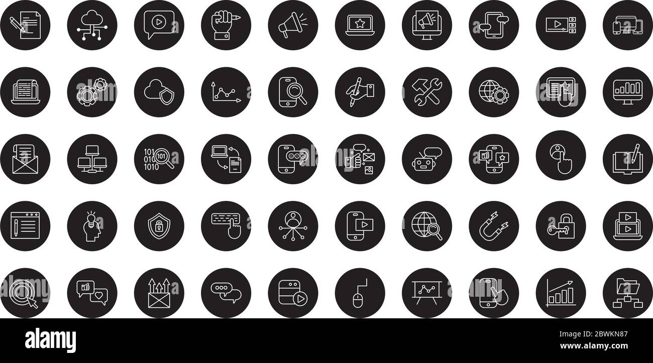 set of digital contents icons Stock Vector Image & Art - Alamy