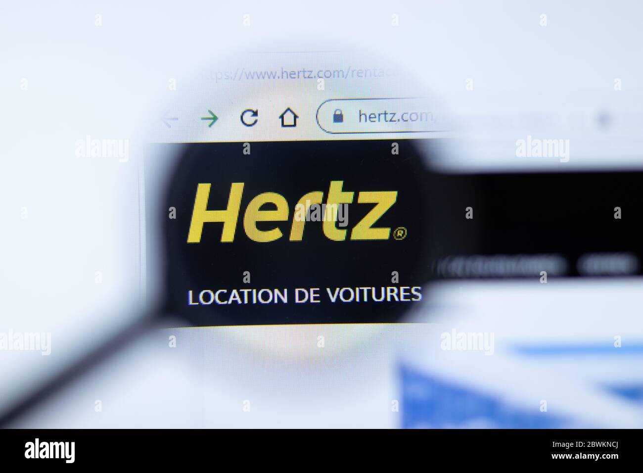 Moscow, Russia - 1 June 2020: Hertz.com website page. Hertz Corp logo ...