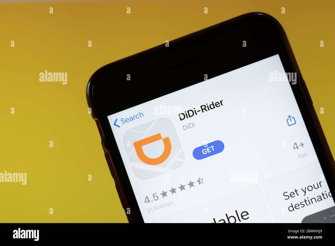 Moscow, Russia - 1 June 2020: DiDi Rider app mobile logo close-up on ...