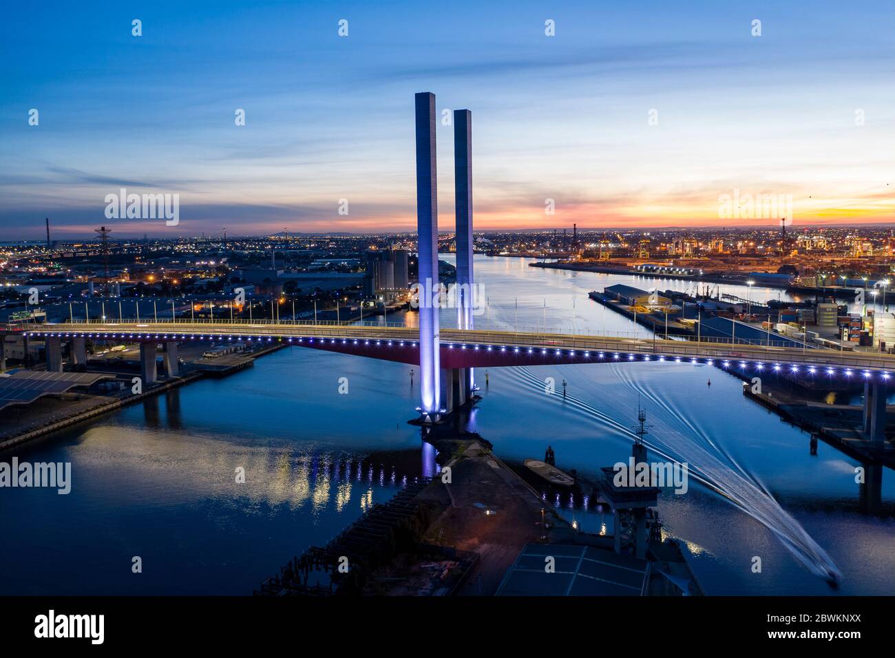 Melbourne Australia May 18th 2020 : Aerial view of the Bolte bridge in ...