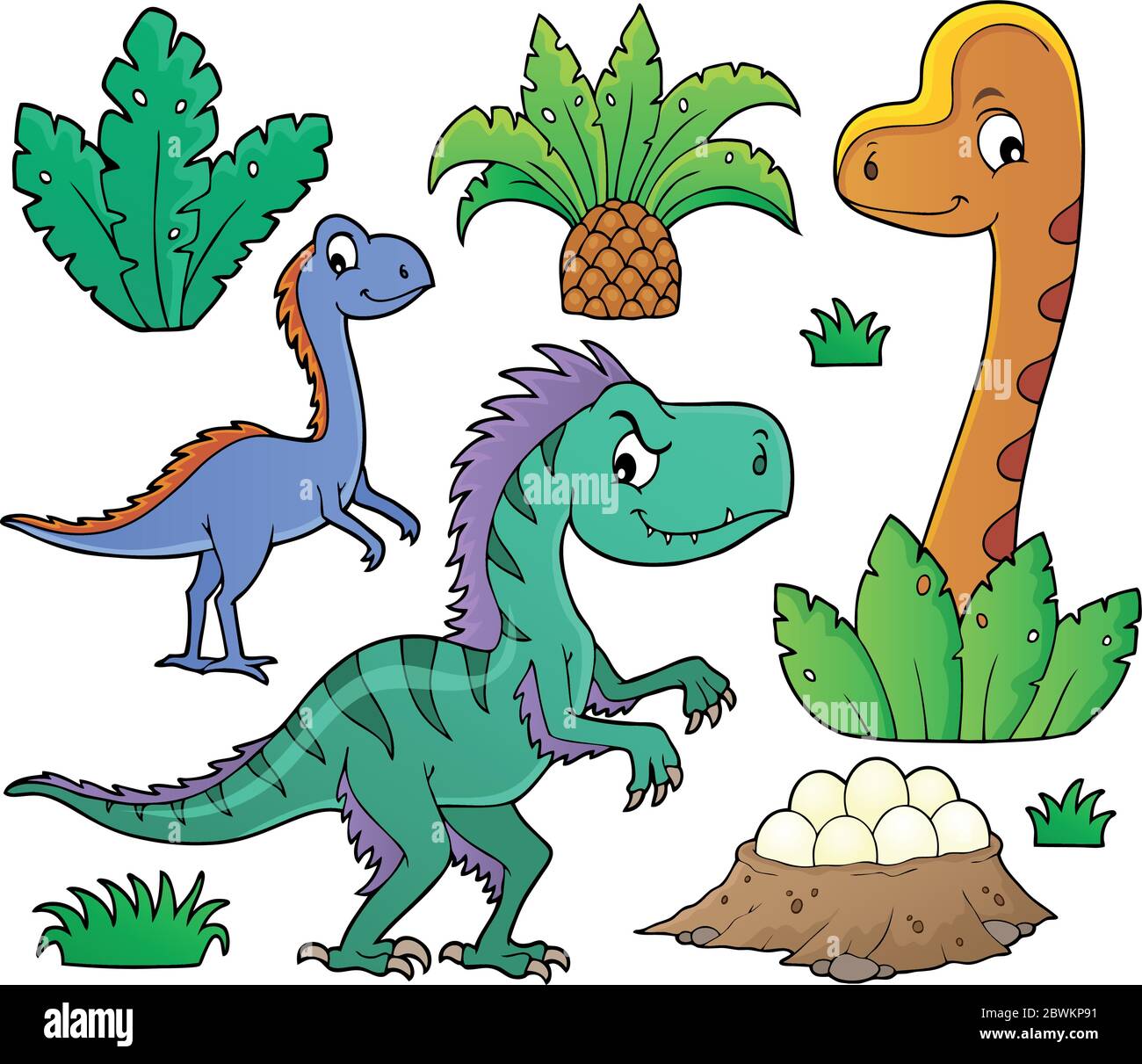 Dinosaurs and prehistoric nature theme set 1 - eps10 vector ...