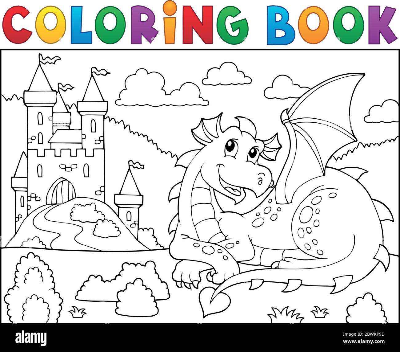 Coloring book lying dragon theme 2 - eps10 vector illustration Stock ...