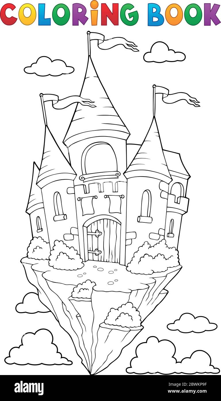 Coloring book flying castle theme 1 - eps10 vector illustration Stock ...