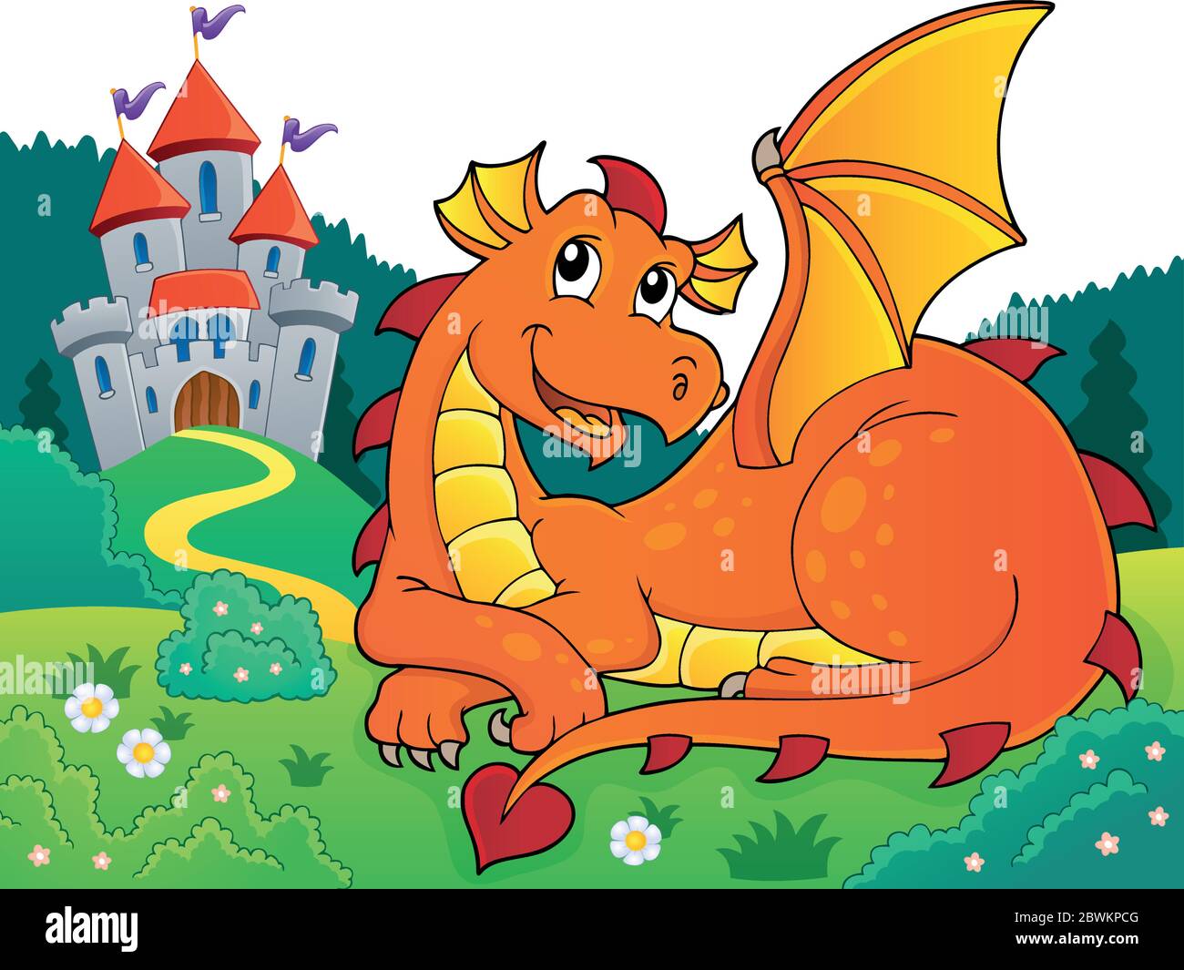 Lying dragon theme image 3 - eps10 vector illustration Stock Vector ...