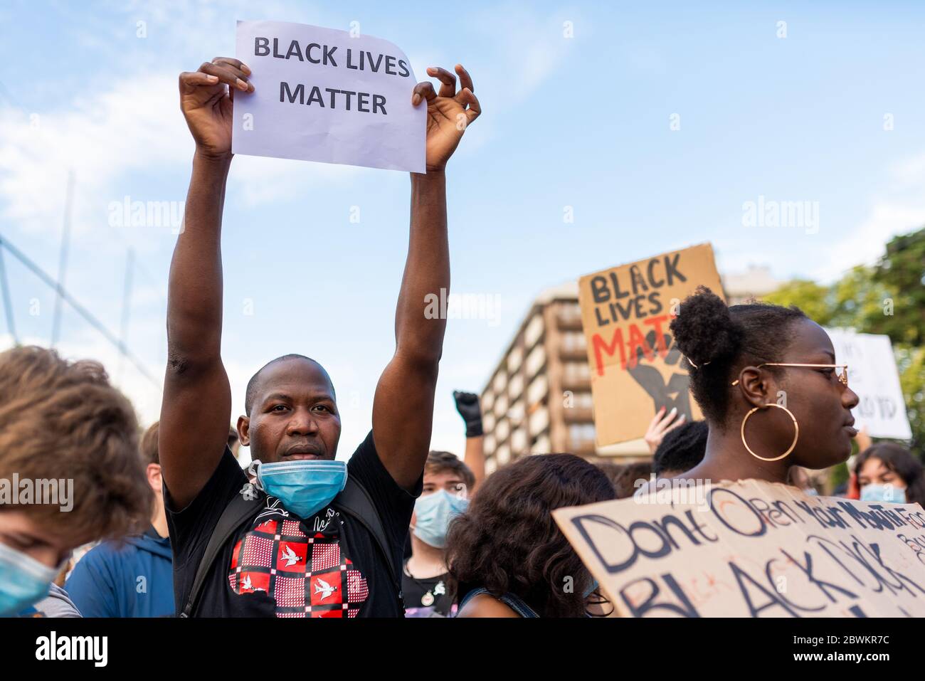 Barcelona, spain - 1 june 2020: Black lives matter movement march in ...
