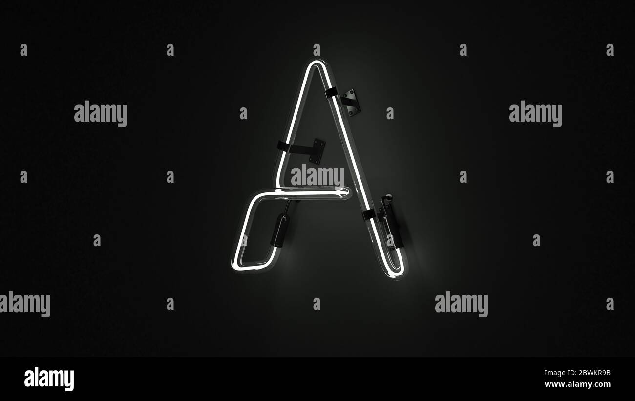 Neon Sign Letter A 3d illustration 3d render Stock Photo - Alamy