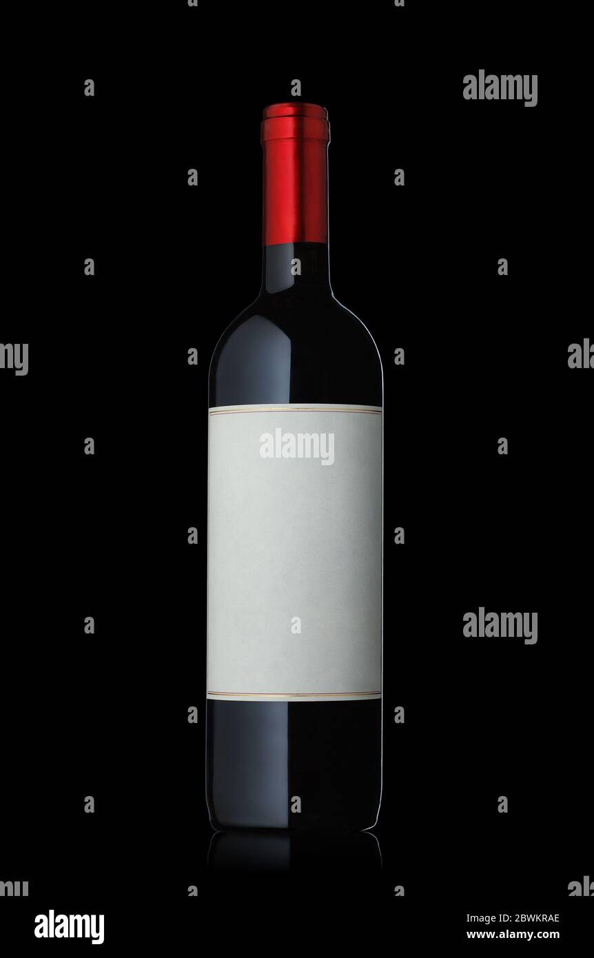 Bottle of red Italian wine on black background Stock Photo - Alamy
