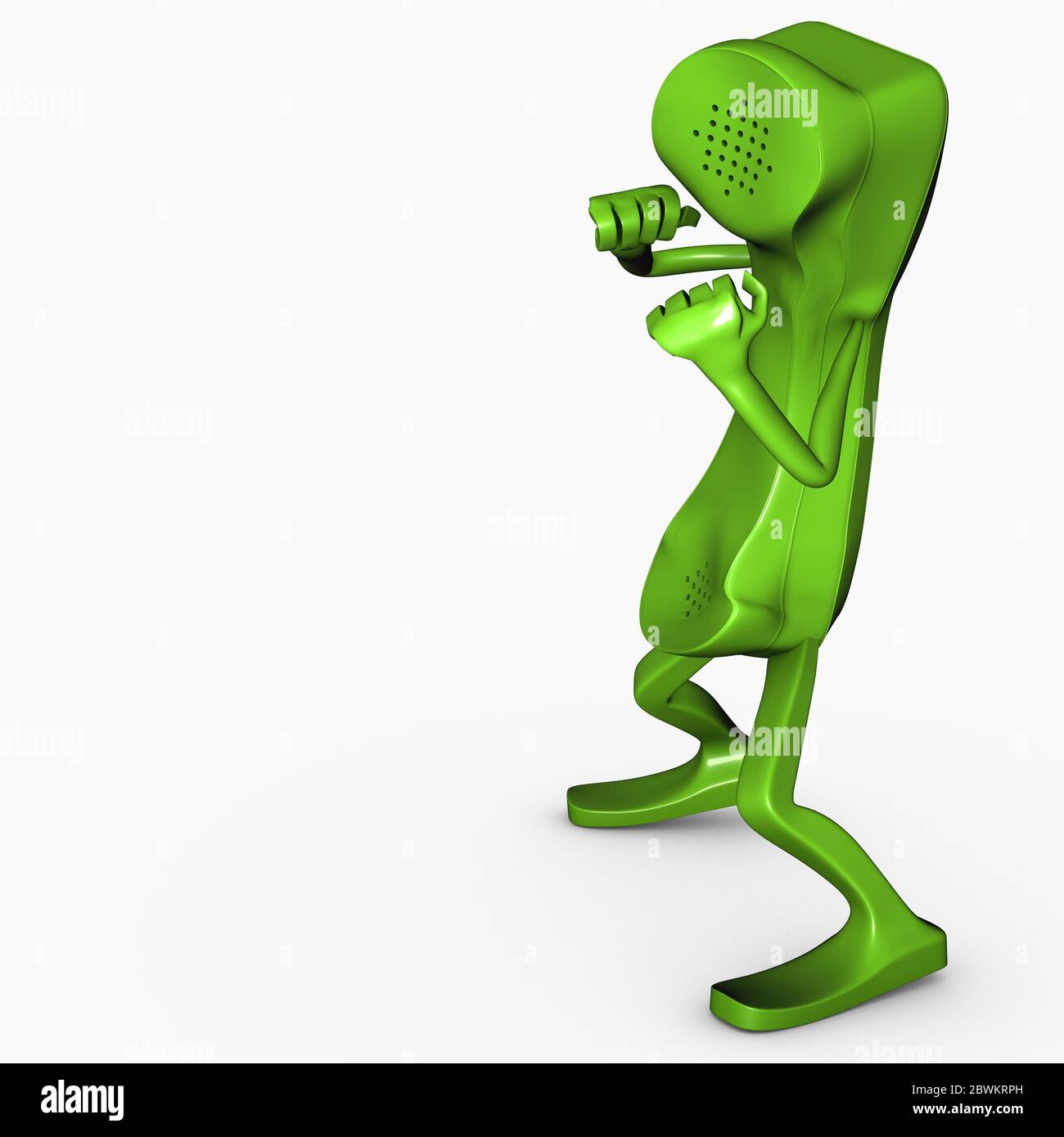 3D isolated character boxing pose competition concept phone ...