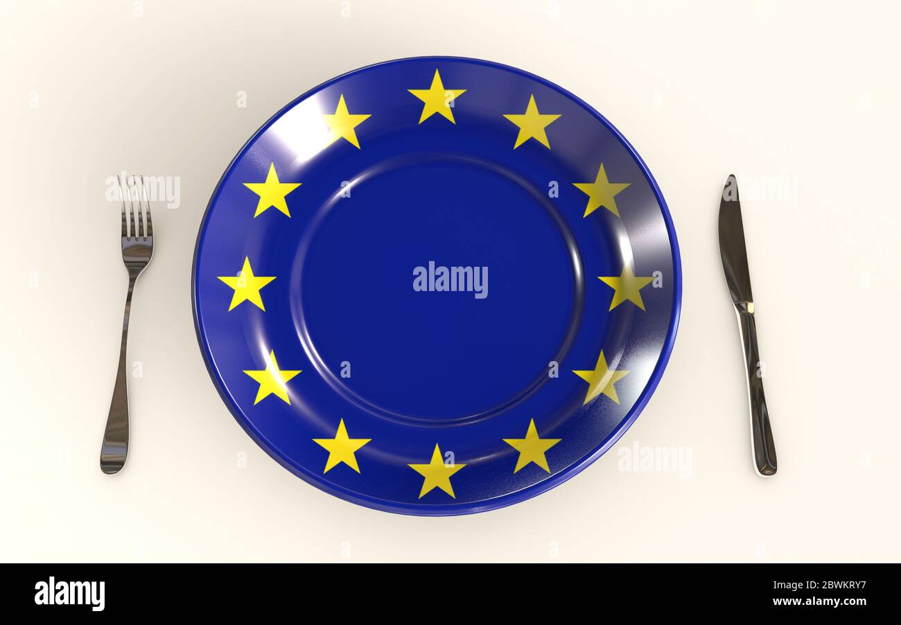 European Union food industry standards 3d rendered concept isolated on ...