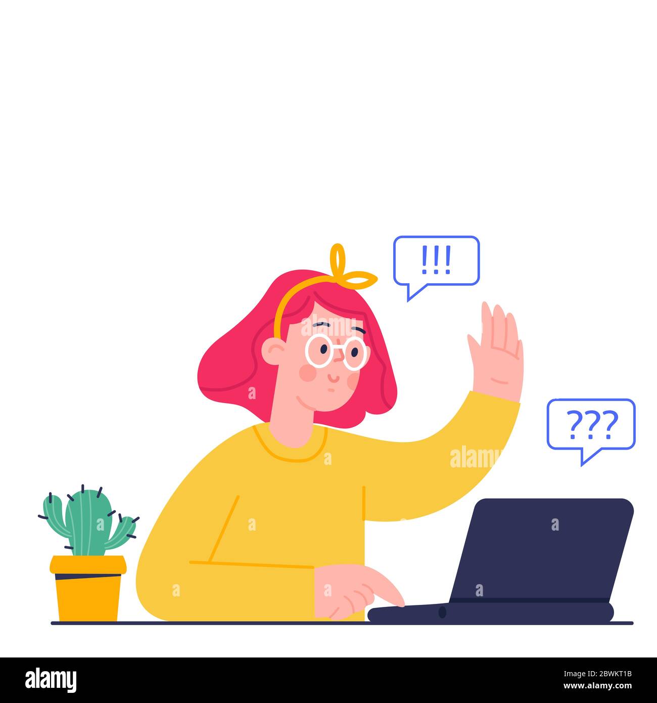 Online education concept. Distance study at school. Vector cartoon ...