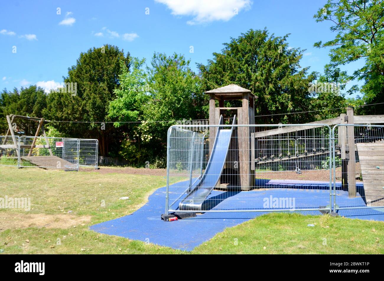 the fenced off childrens play area in priory park crouch end hornsey N8 ...
