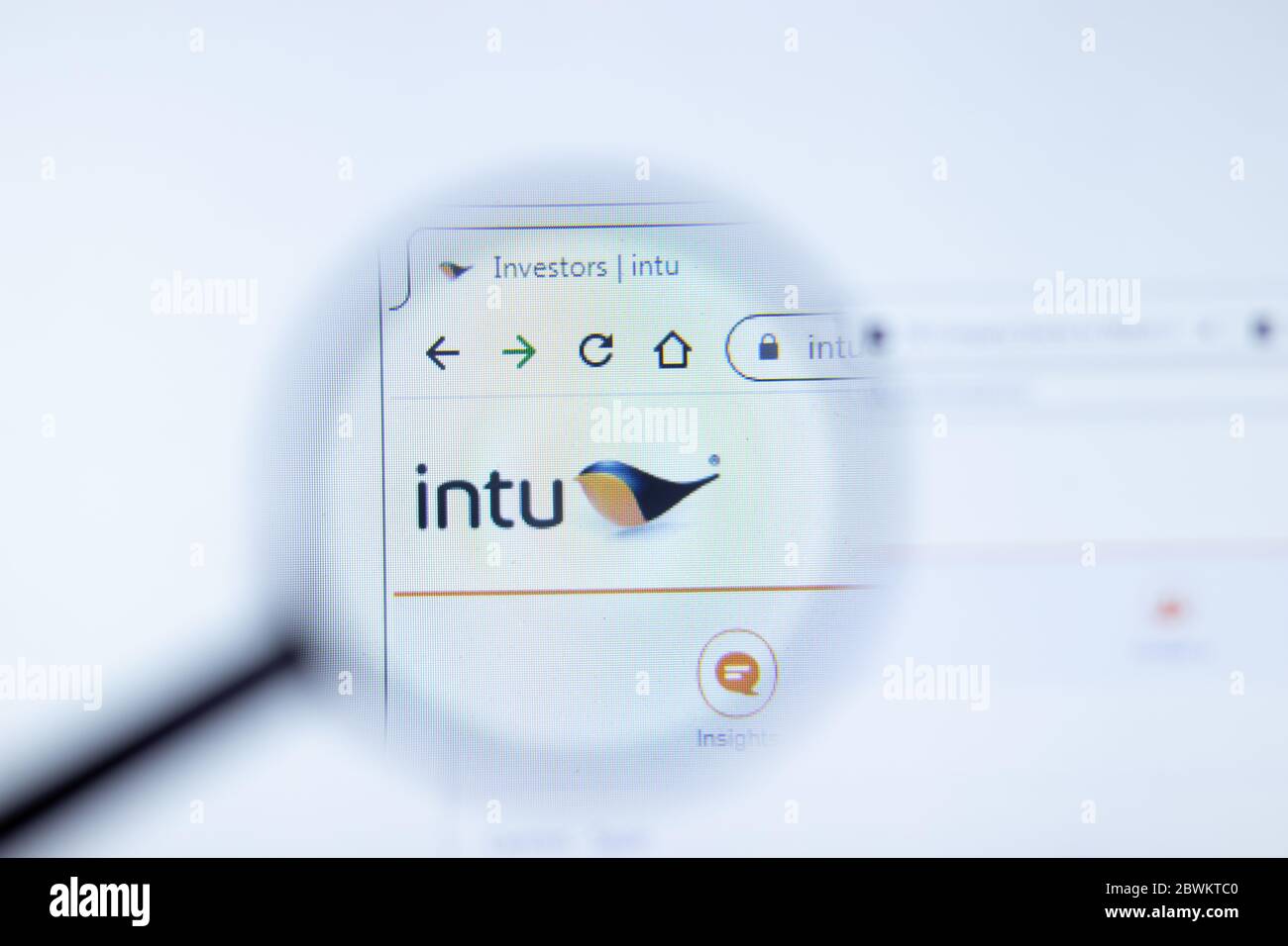 Moscow, Russia - 1 June 2020: Intugroup.co.uk website page. Intu Group ...