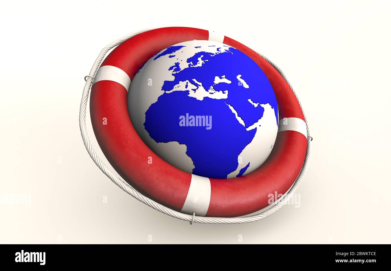 Saving planet Earth resque 3d rendered concept isolated on white ...