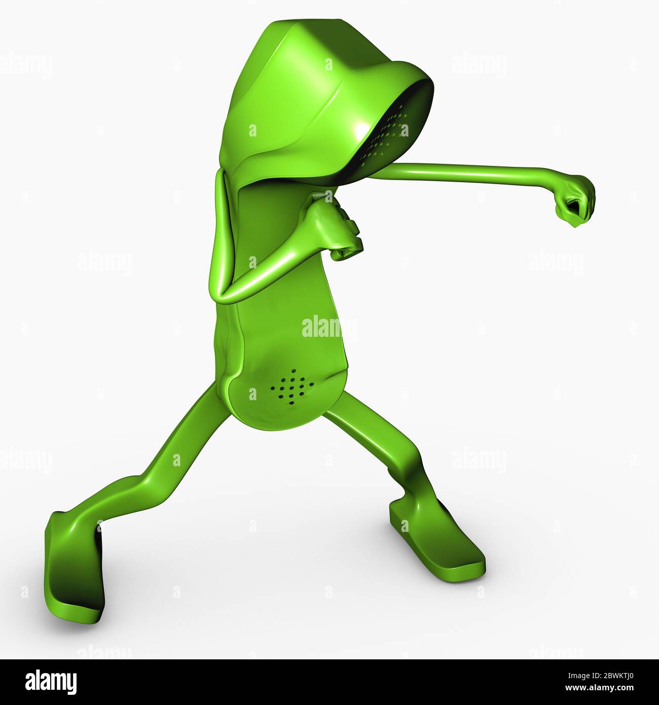 3D isolated character boxing competition concept phone telco attack ...