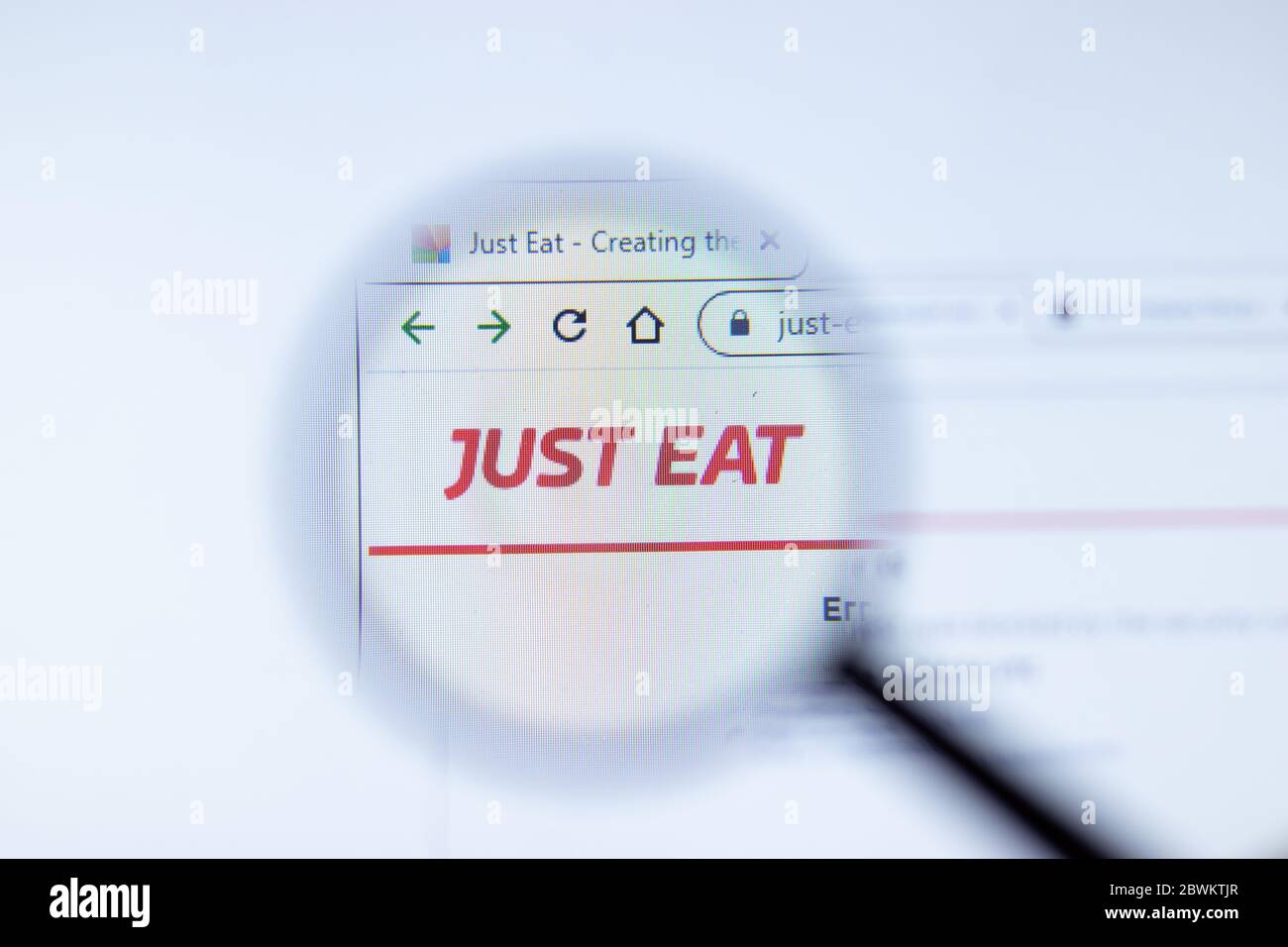 Moscow, Russia - 1 June 2020: Just-eat.com website page. Just Eat logo ...