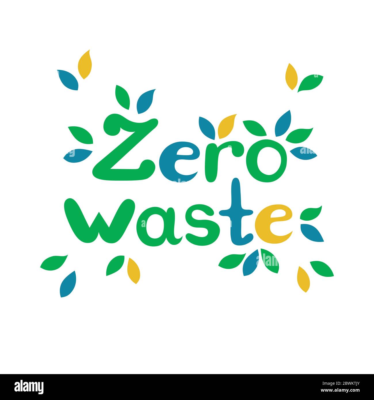 Zero waste inscription, lettering. Vector illustration in nice flat ...