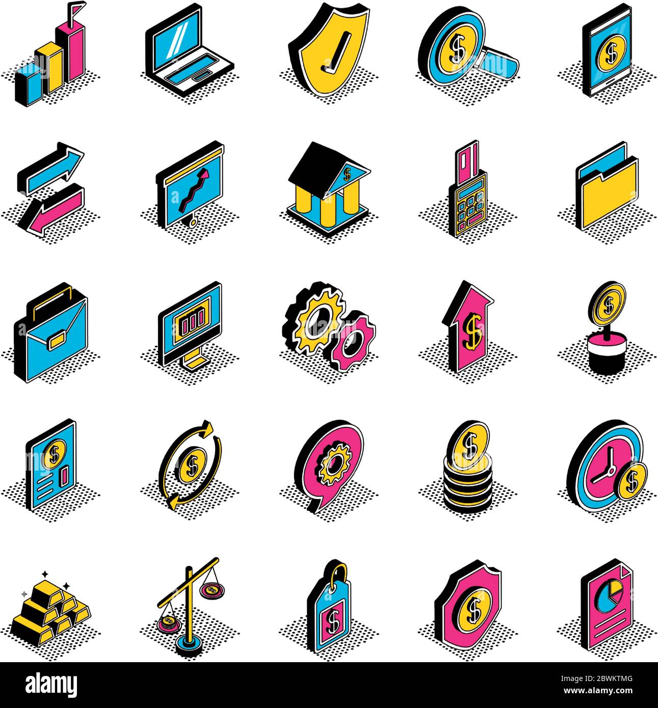 Money and financial isometric style icon set vector design Stock Vector ...