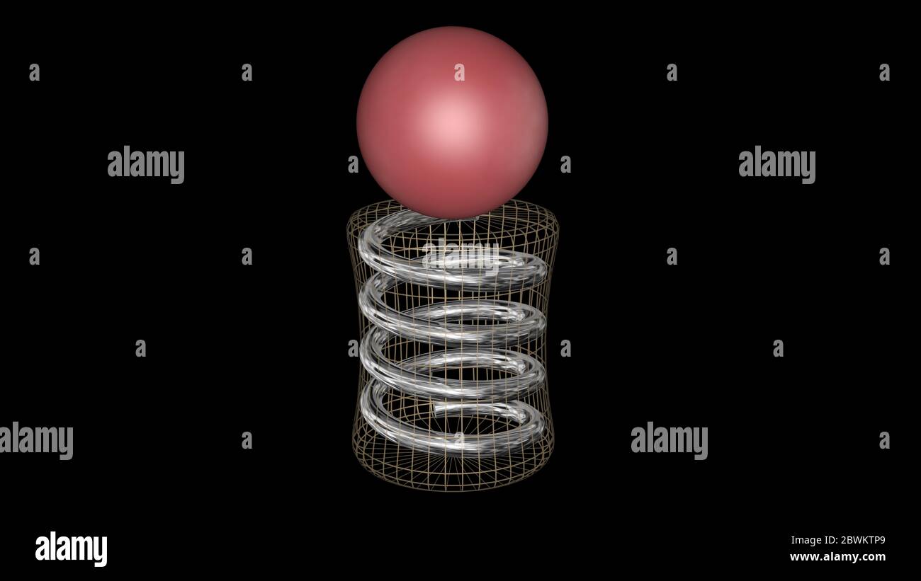 Coiled spring with ball on top . 3d rendering illustration Stock Photo ...