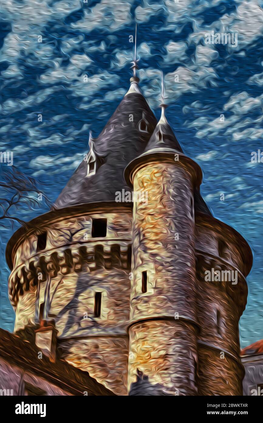 Romanesque architecture conical spire hi-res stock photography and ...