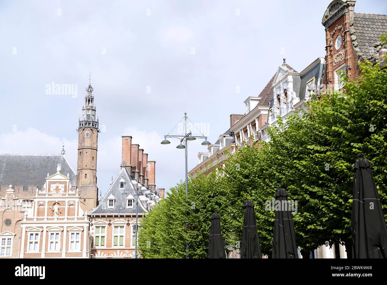 Market square architecture in center of Haarlem, Netherlands Stock ...