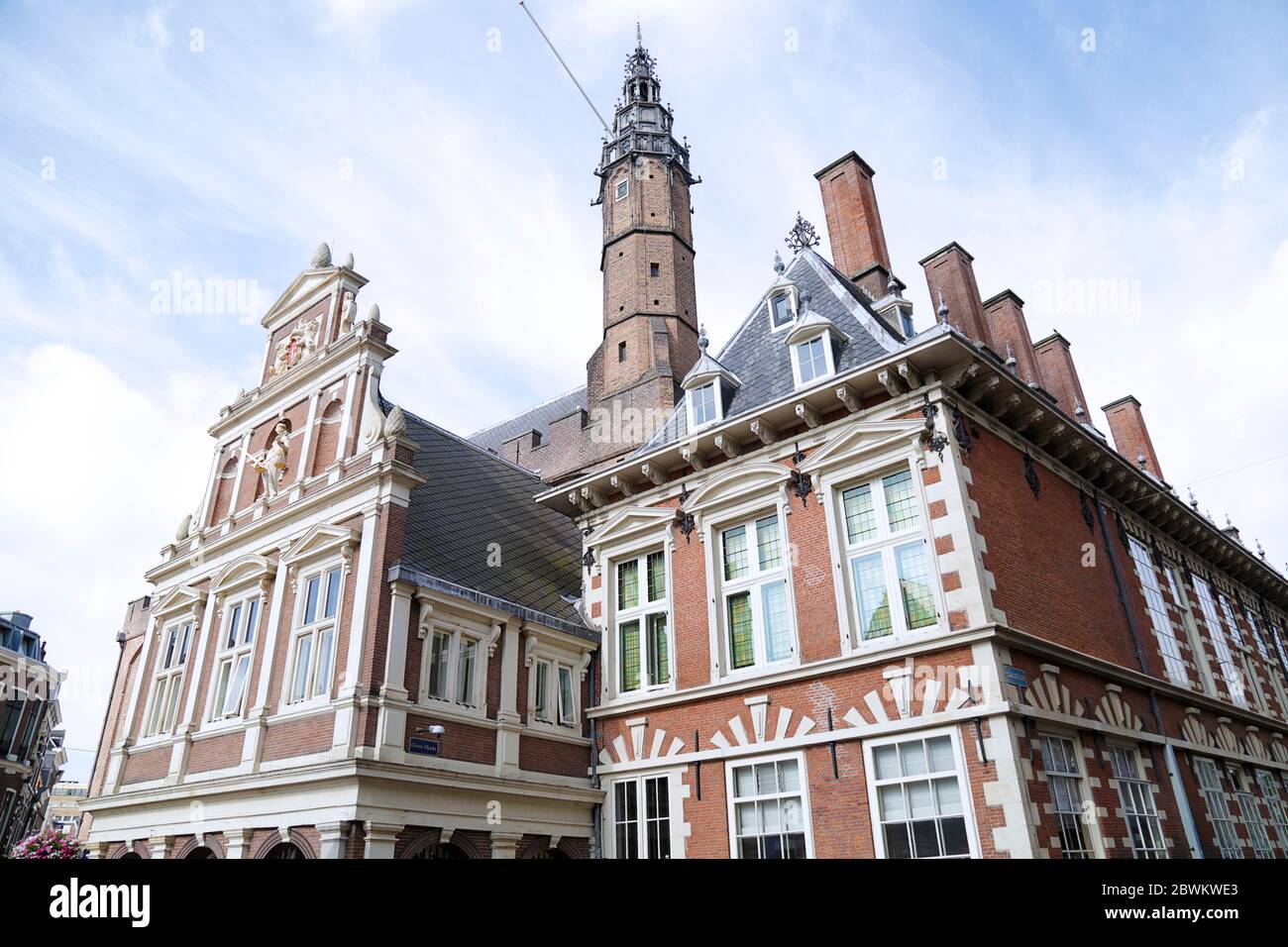 Market square architecture in center of Haarlem, Netherlands Stock ...