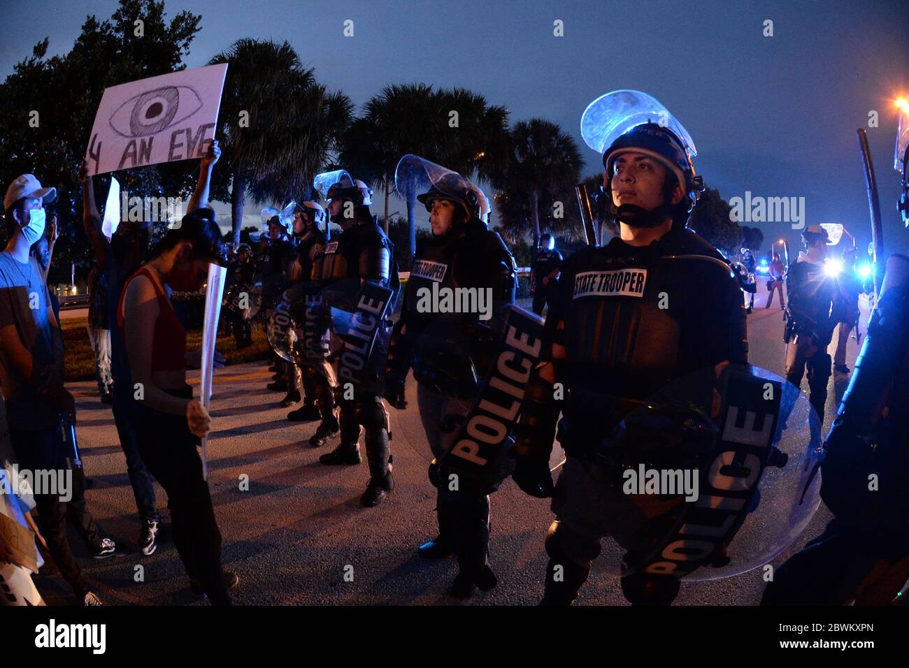Boca Raton, FL, USA. 01st June, 2020. Protestors shut down traffic on ...