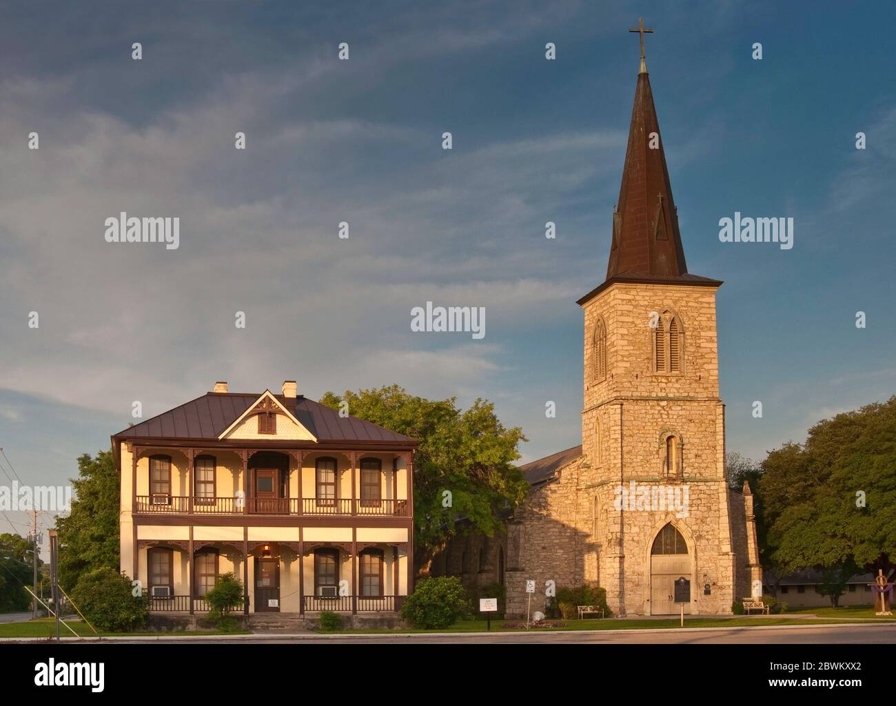 St. Louis Catholic Church, built 1870, in Castroville, Texas, USA Stock ...