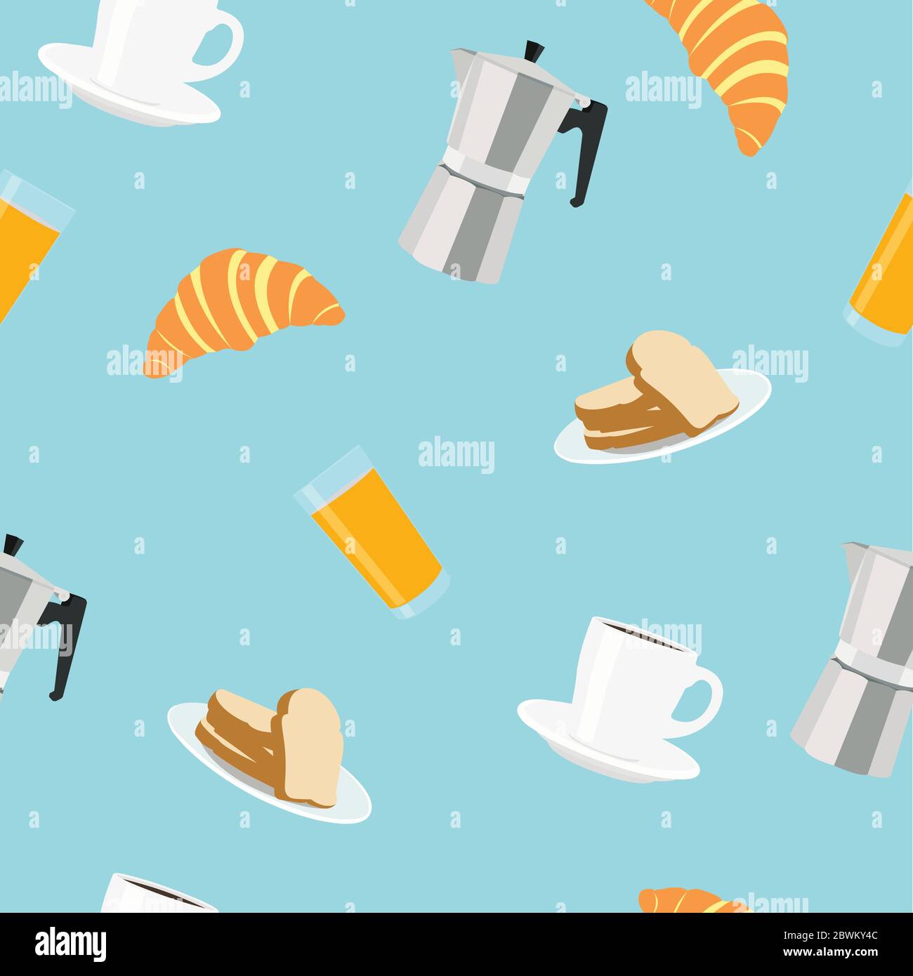 Vector Illustration Breakfast Themed Seamless Pattern Background Stock ...