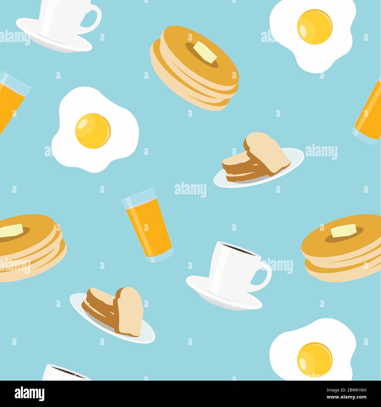 Vector Illustration Breakfast Themed Seamless Pattern Background Stock ...