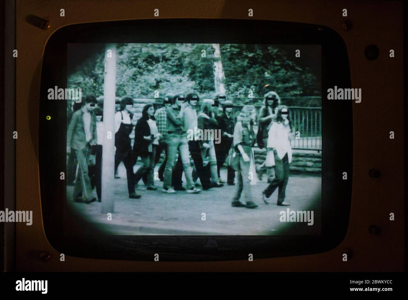 Surveillance camera footage shown at the DDR Museum in Berlin, Germany ...