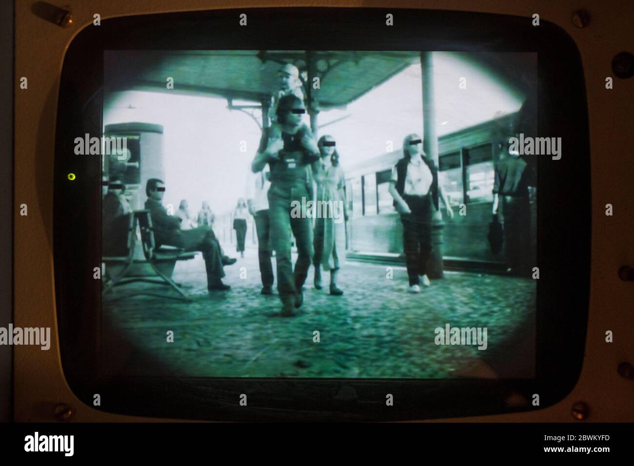 Surveillance camera footage shown at the DDR Museum in Berlin, Germany ...