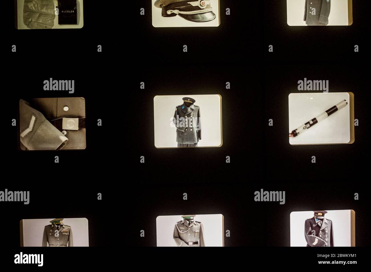 Small pictures of GDR-era security apparatus uniforms at the DDR Museum ...