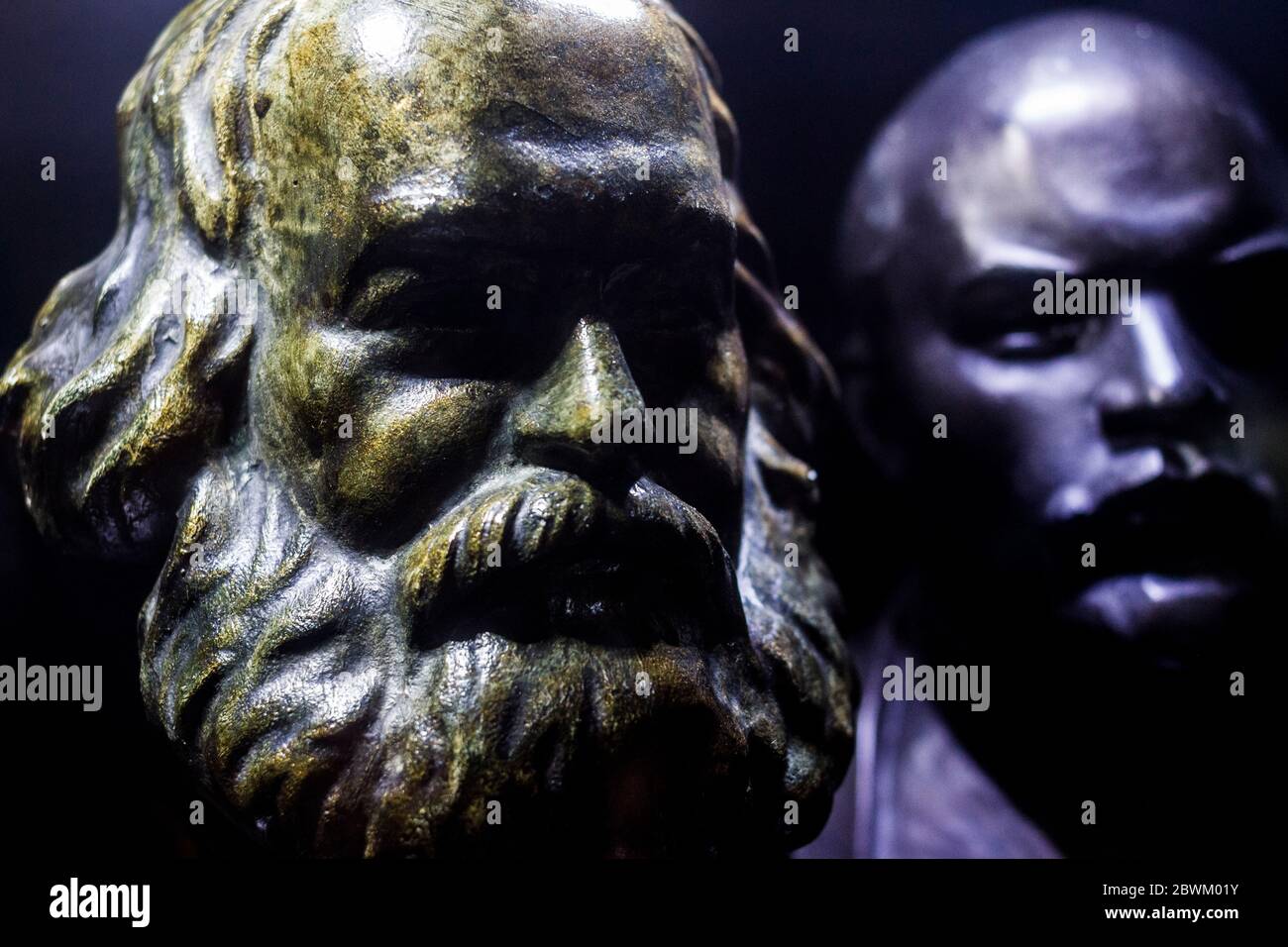 Busts of Lenin and Marx on display at the DDR Museum in Berlin, Germany ...