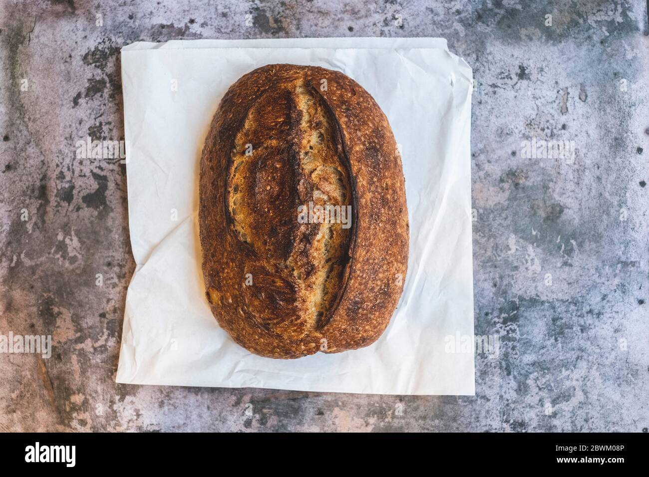 Artisan bakery making special sourdough bread, a baked loaf Stock Photo ...