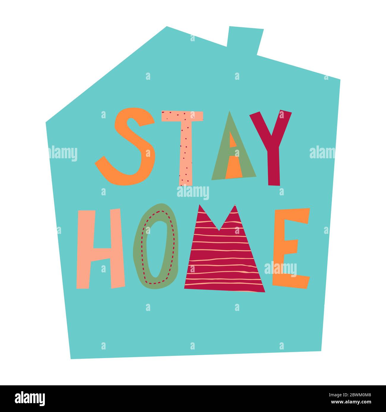 Stay home vector fun and cute lettering Stock Vector Image & Art - Alamy