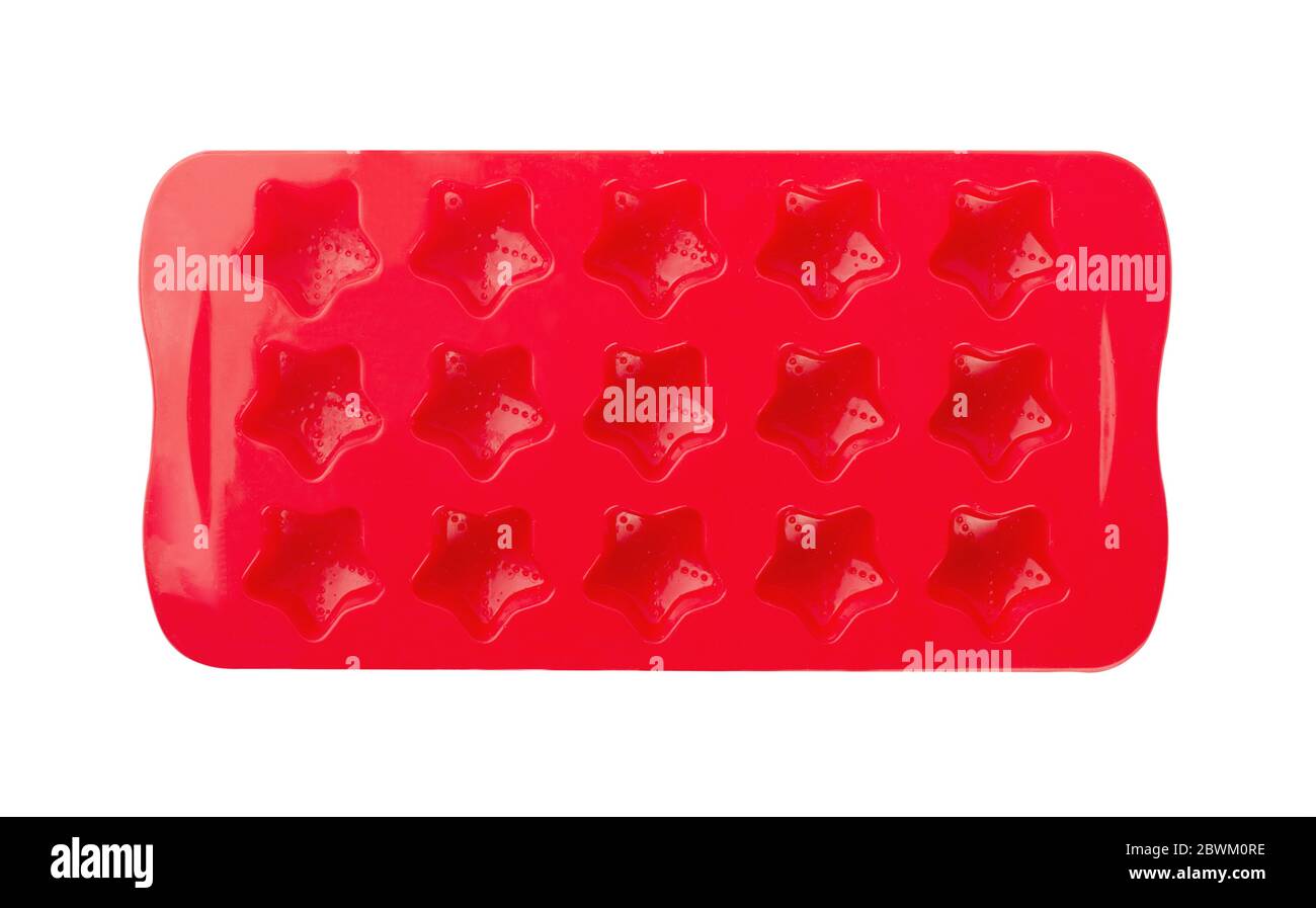 Red ice tray stars isolated on white background Stock Photo - Alamy