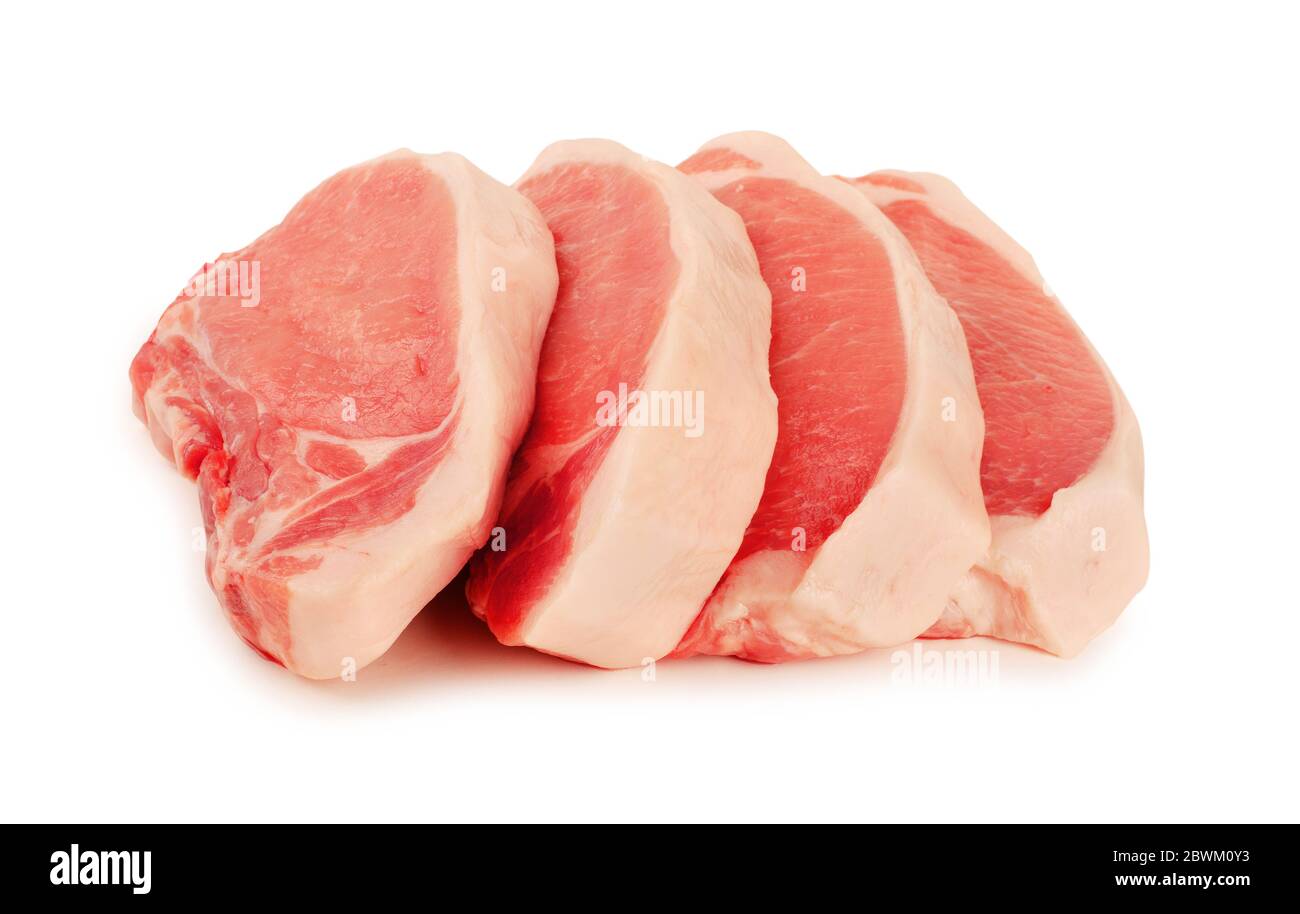 Meat, pork, slices pork loin isolated on a white background Stock Photo ...