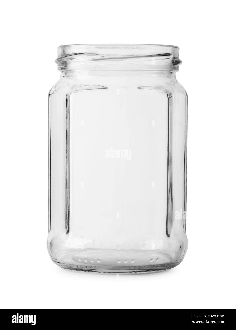 Empty glass jar isolated on white background Stock Photo - Alamy