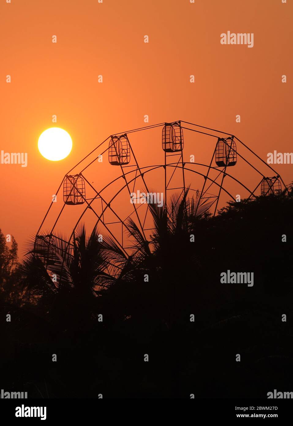 The sunset view on a park. Selective focus. Shallow depth of field ...