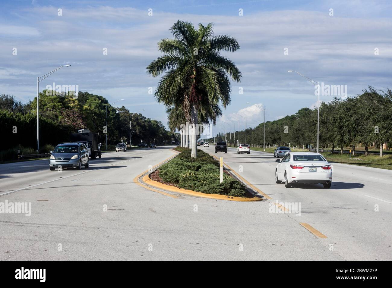Traffic on a highway in the Pelican Beach area of Naples, Florida Stock ...