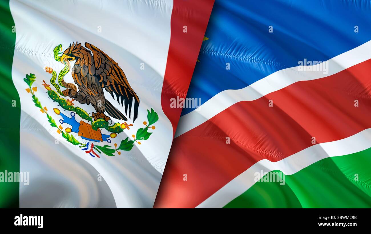 Mexico and Namibia flags. 3D Waving flag design. Mexico Namibia flag ...