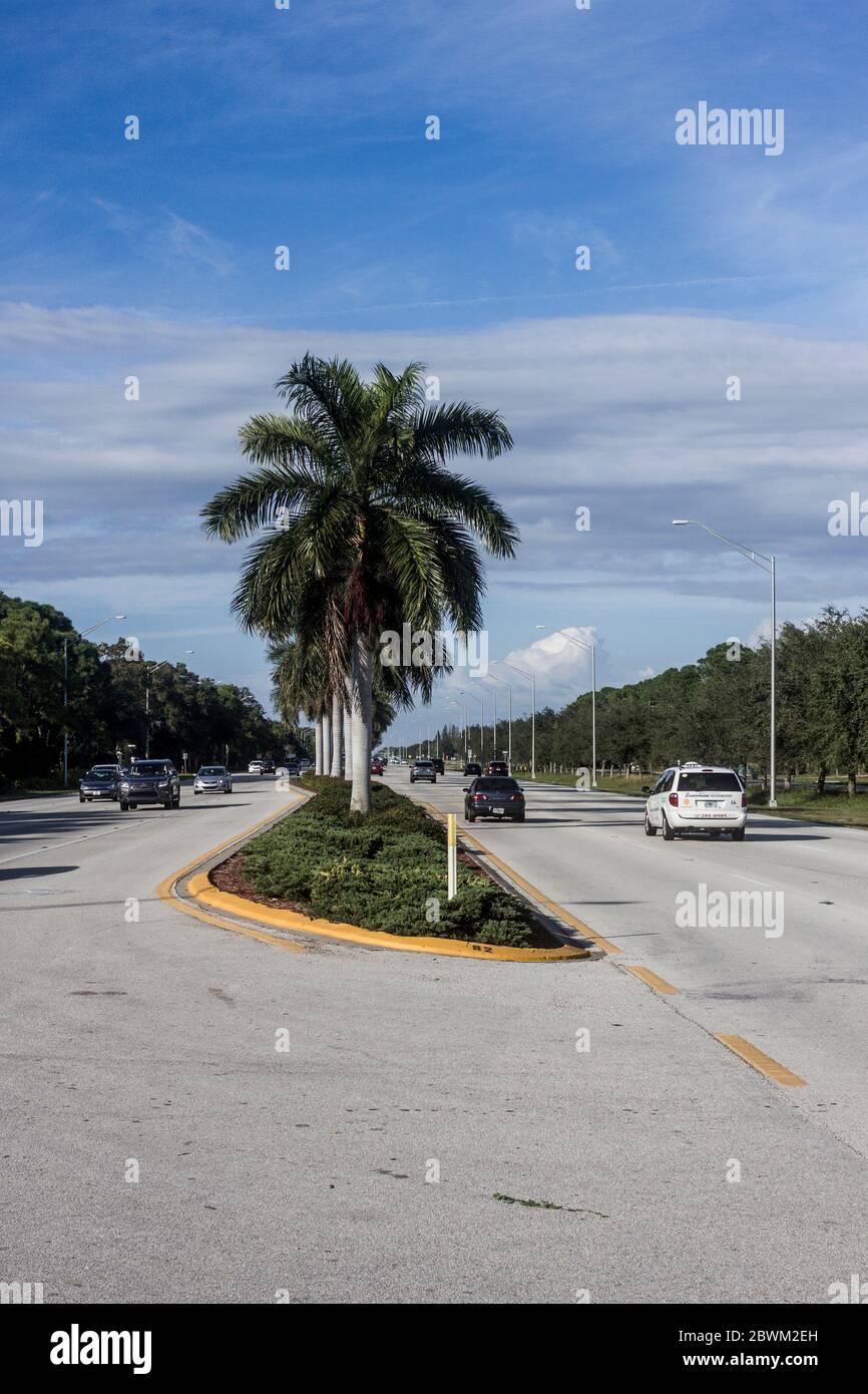 Traffic on a highway in the Pelican Beach area of Naples, Florida Stock ...