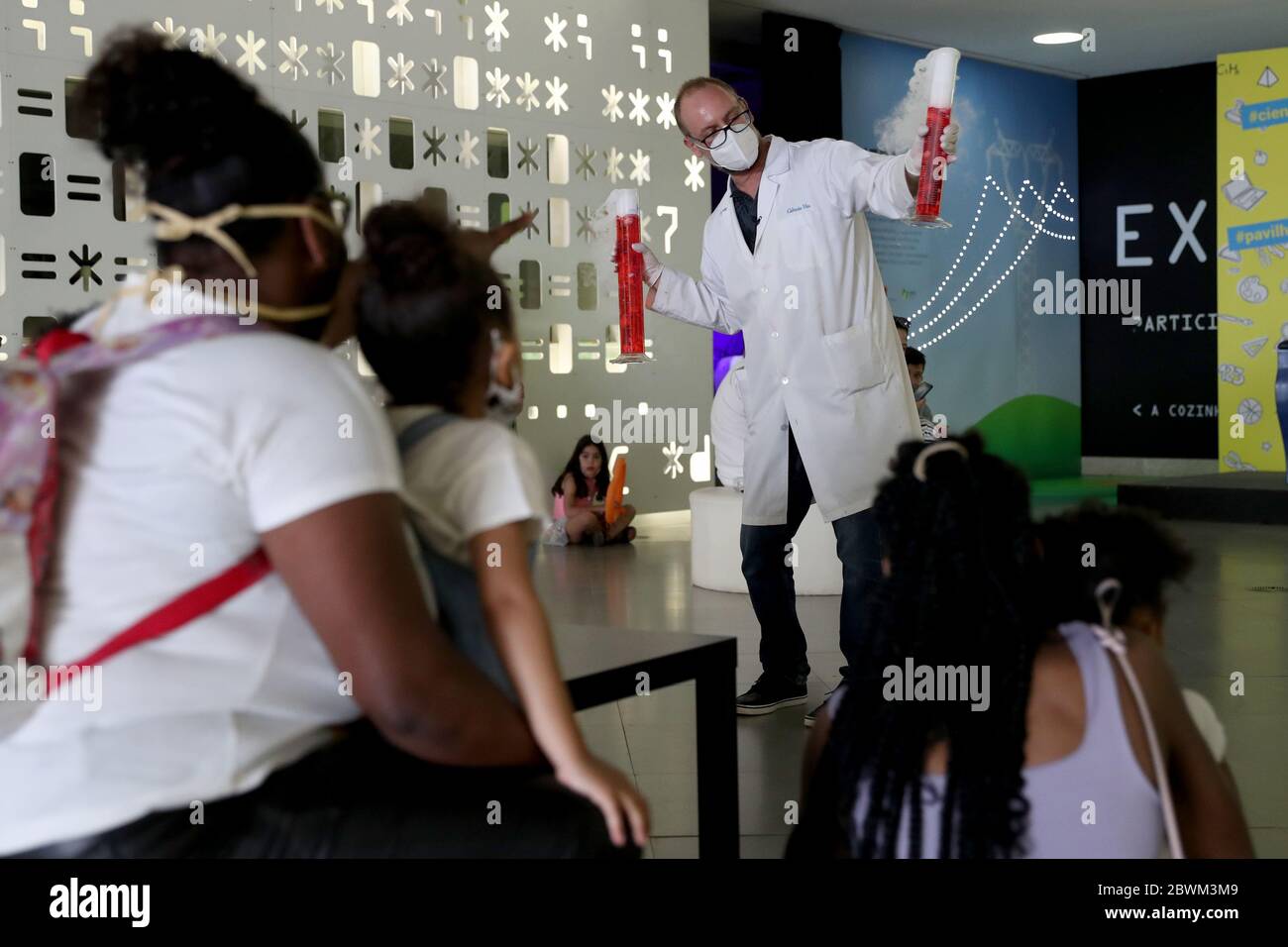 Lisbon. 1st June, 2020. Visitors watch a demonstration of a science ...